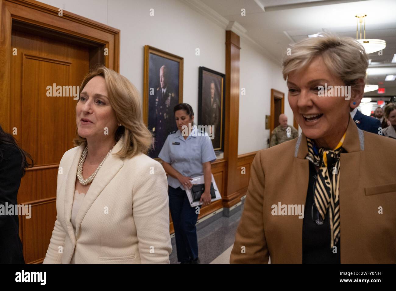 Deputy Secretary of Defense Kathleen H. Hicks walks with Secretary of ...