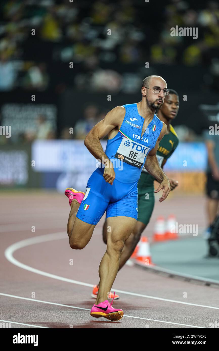 Davide RE participating in the 400 meters at the World Athletics ...