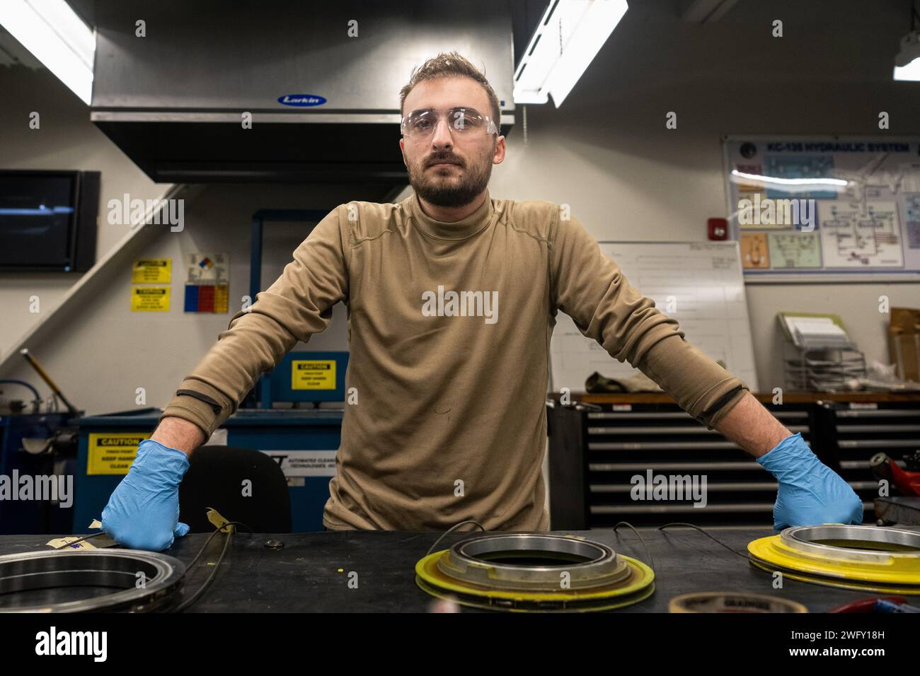 U.S. Air Force Staff Sgt. Eric Reilly, 6th Maintenance Group hydraulics ...