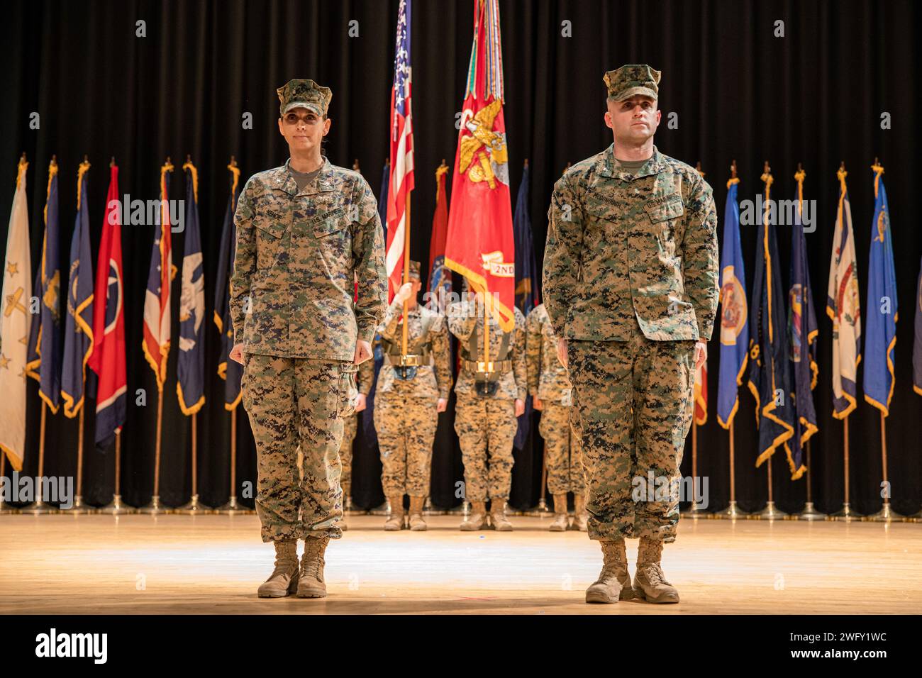 U.S. Marine Corps Lt. Col. Ruth Kehoe, off-going commanding officer of ...