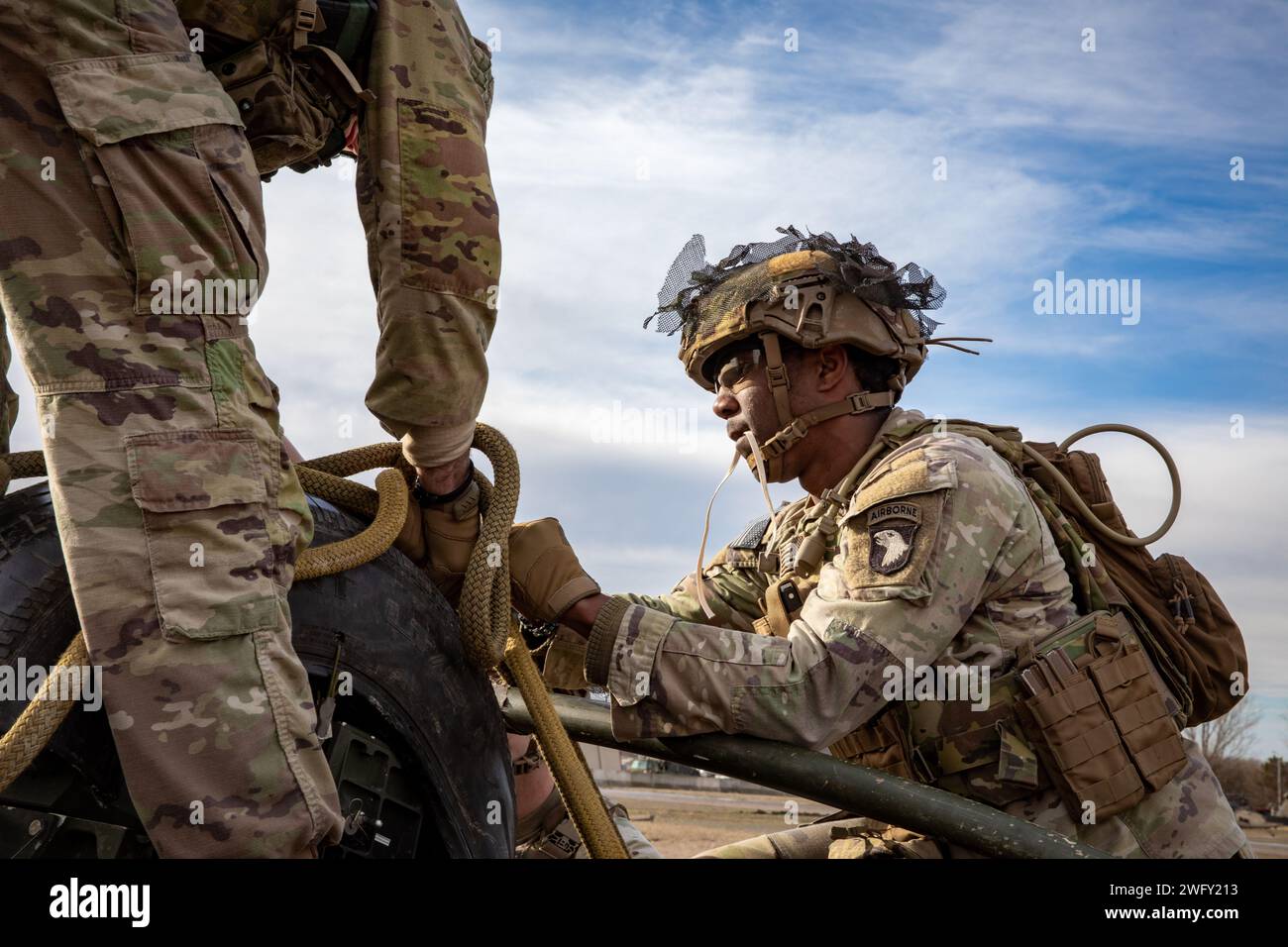 Spc. Trey Williams, an artillery soldier with Bravo Battery, 3rd Battalion, 320th Field ...
