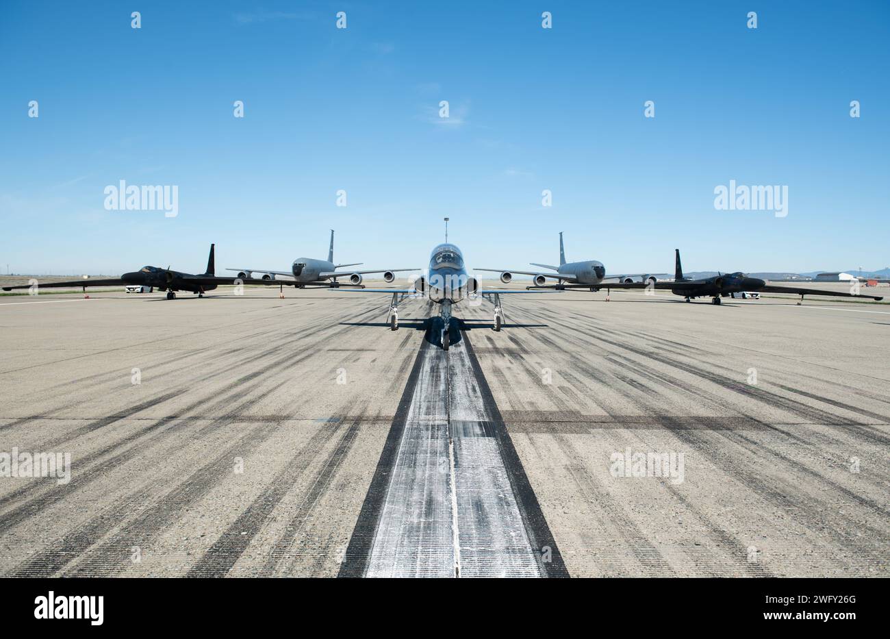 A U.S. Air Force T-38 Talon leads a formation with 9th Reconnaissance ...
