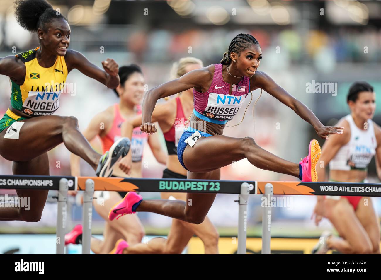 Masai RUSSELL participating in the 100 meters hurdles at the World ...