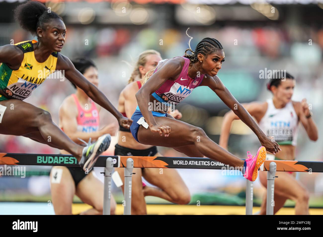 Masai RUSSELL participating in the 100 meters hurdles at the World ...