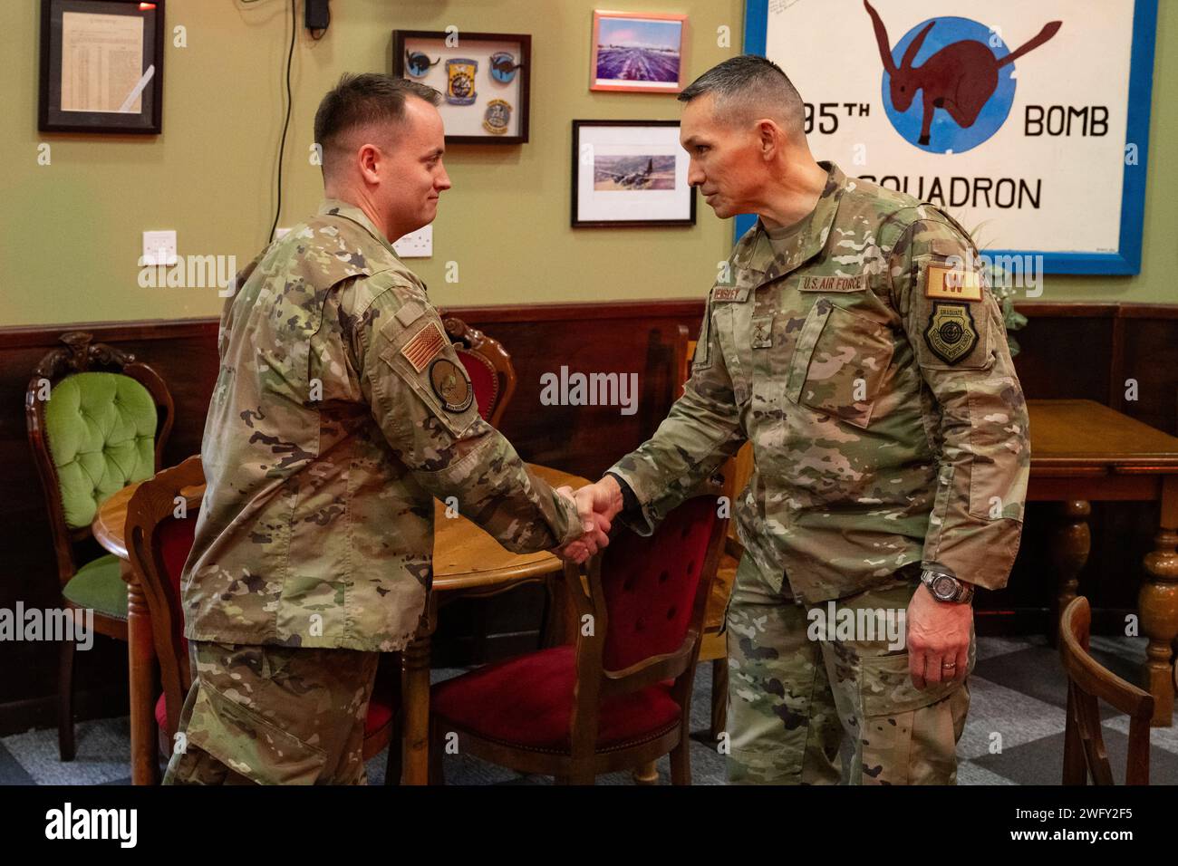 U.S. Air Force Maj. Gen. Thomas Hensley, right, 16th Air Force deputy ...