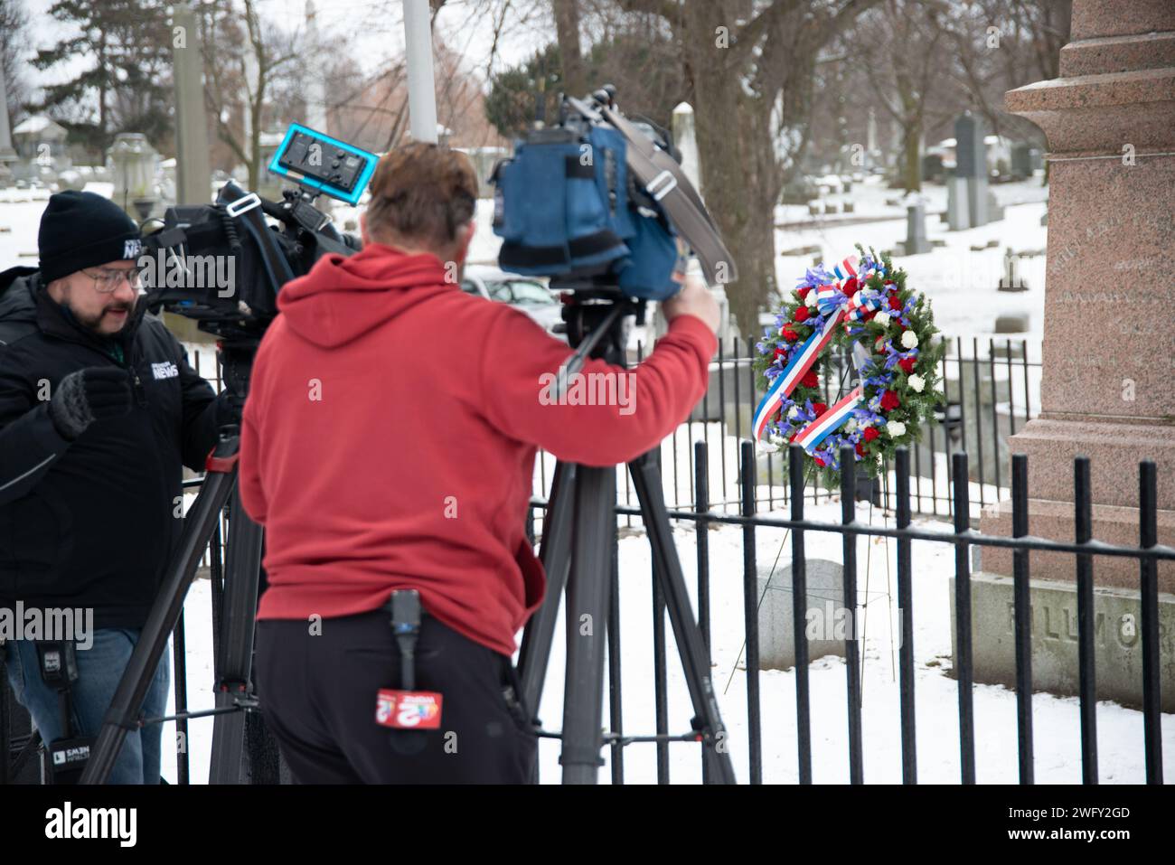 Cameramen from local media outlets get into perfect position to capture ...