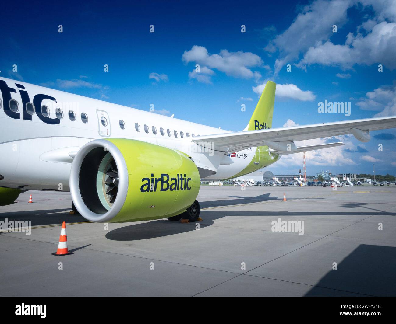 Picture of an Airbus A220 Air Baltic waiting for departure in Riga ...