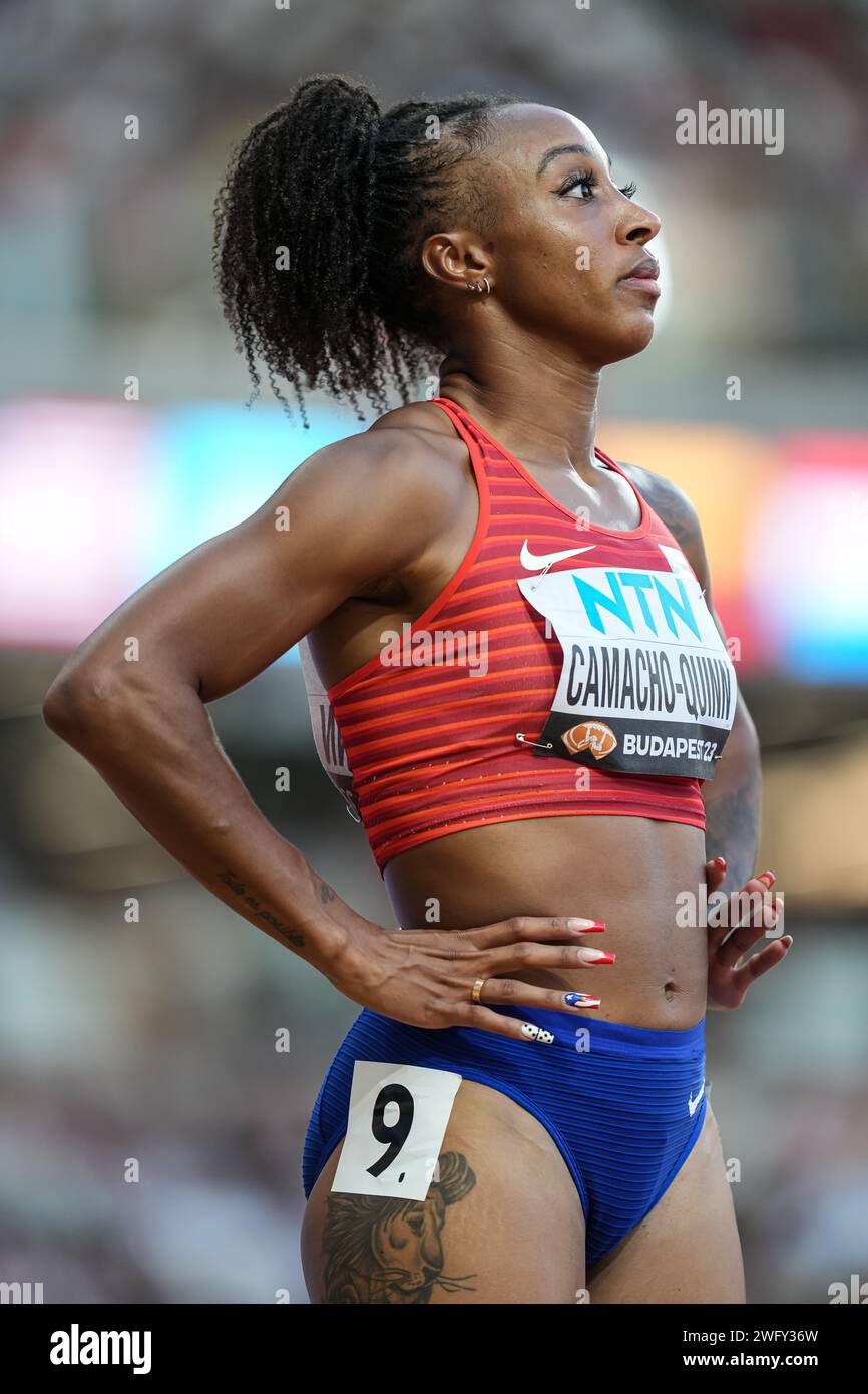 Jasmine CAMACHO-QUINN participating in the 100 meters hurdles at the ...