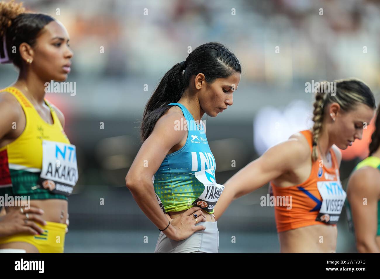 Jyothi YARRAJI participating in the 100 meters hurdles at the World ...