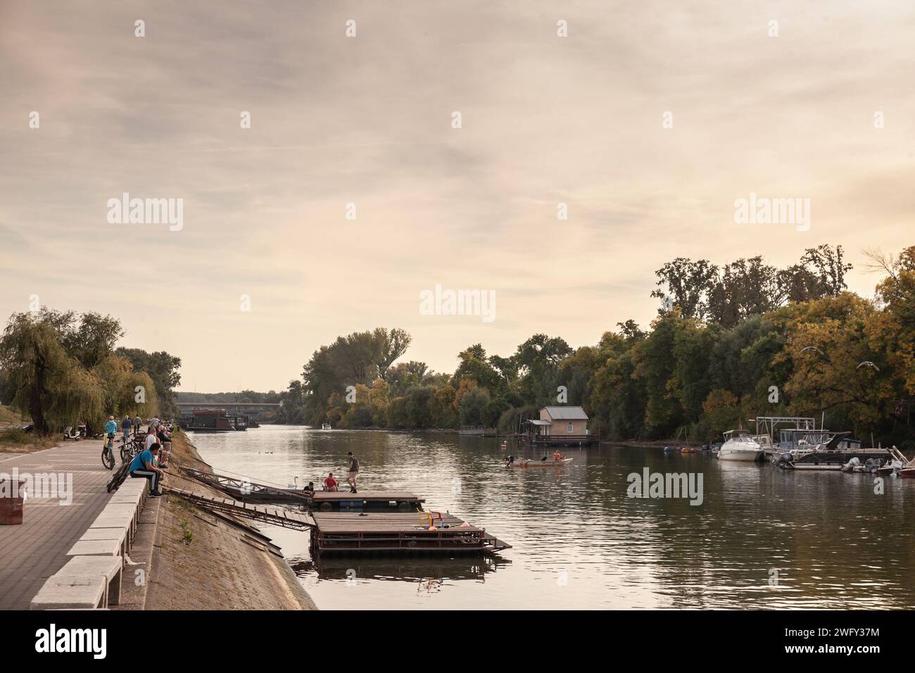 Picture of the city center of Pancevo with the Tamis river. Pancevo is ...