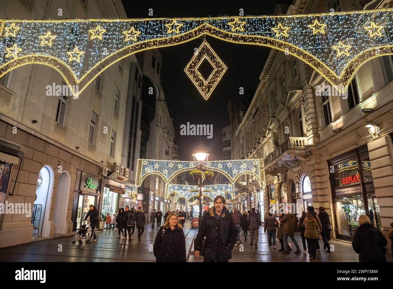 Picture of the Belgrade Christmas decorations on the Kneza Mihailova ...