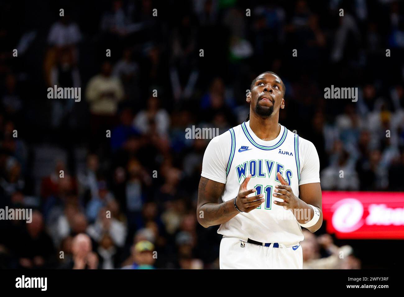 Minnesota Timberwolves center Naz Reid (11) looks on during the second ...