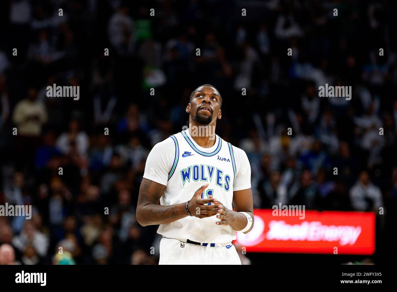 Minnesota Timberwolves center Naz Reid (11) looks on during the second ...