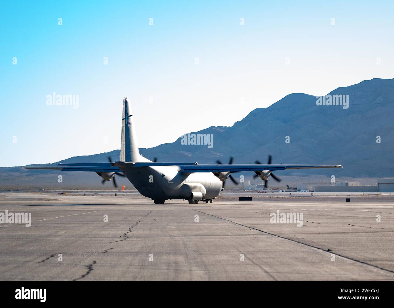 A U.S. Air Force C-130 Hercules at Nellis Air Force Base, Nevada ...
