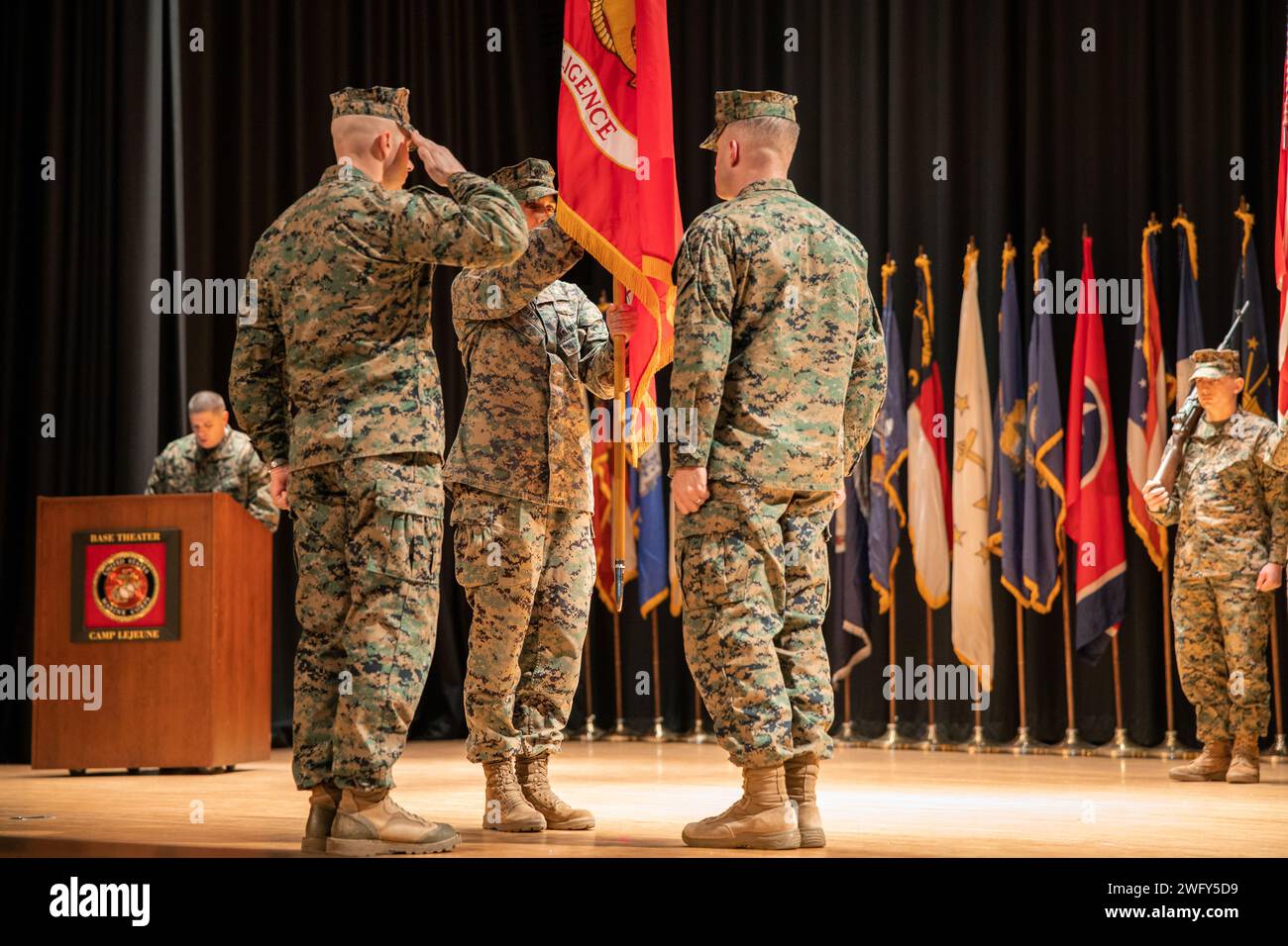U.S. Marine Corps Lt. Col. Ruth Kehoe, off-going commanding officer of ...