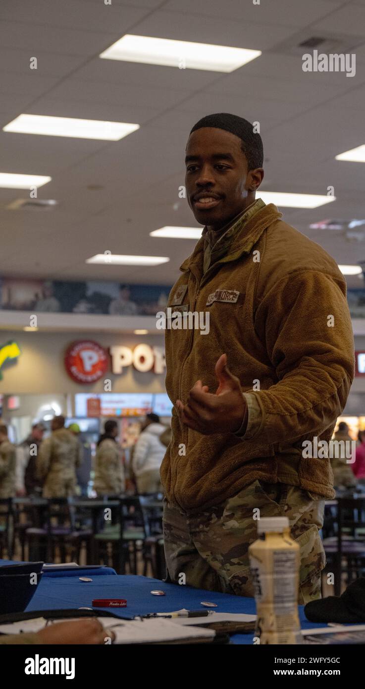 Tech. Sgt. Christopher Moore, 891st Missile Security Forces Squadron flight sergeant, speaks ...