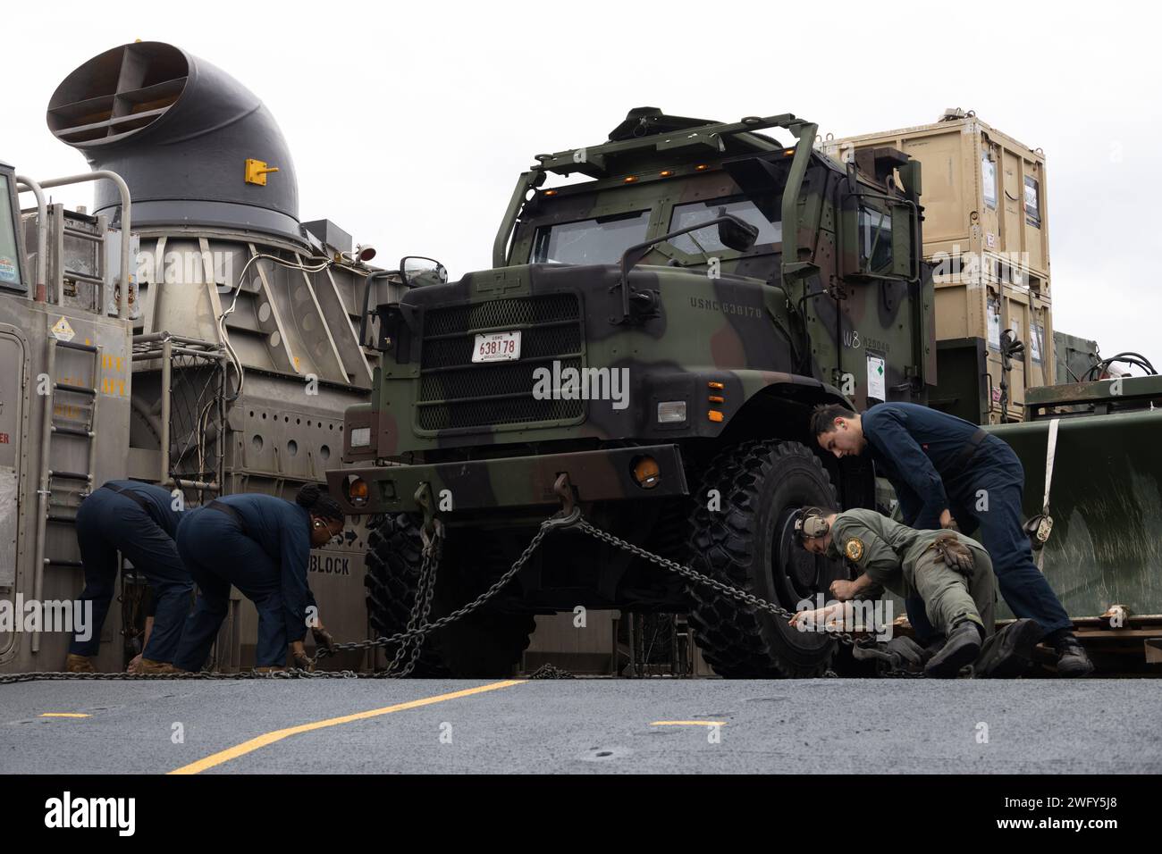 U.S. Navy Sailors with the amphibious docking ship USS Green Bay (LPD ...