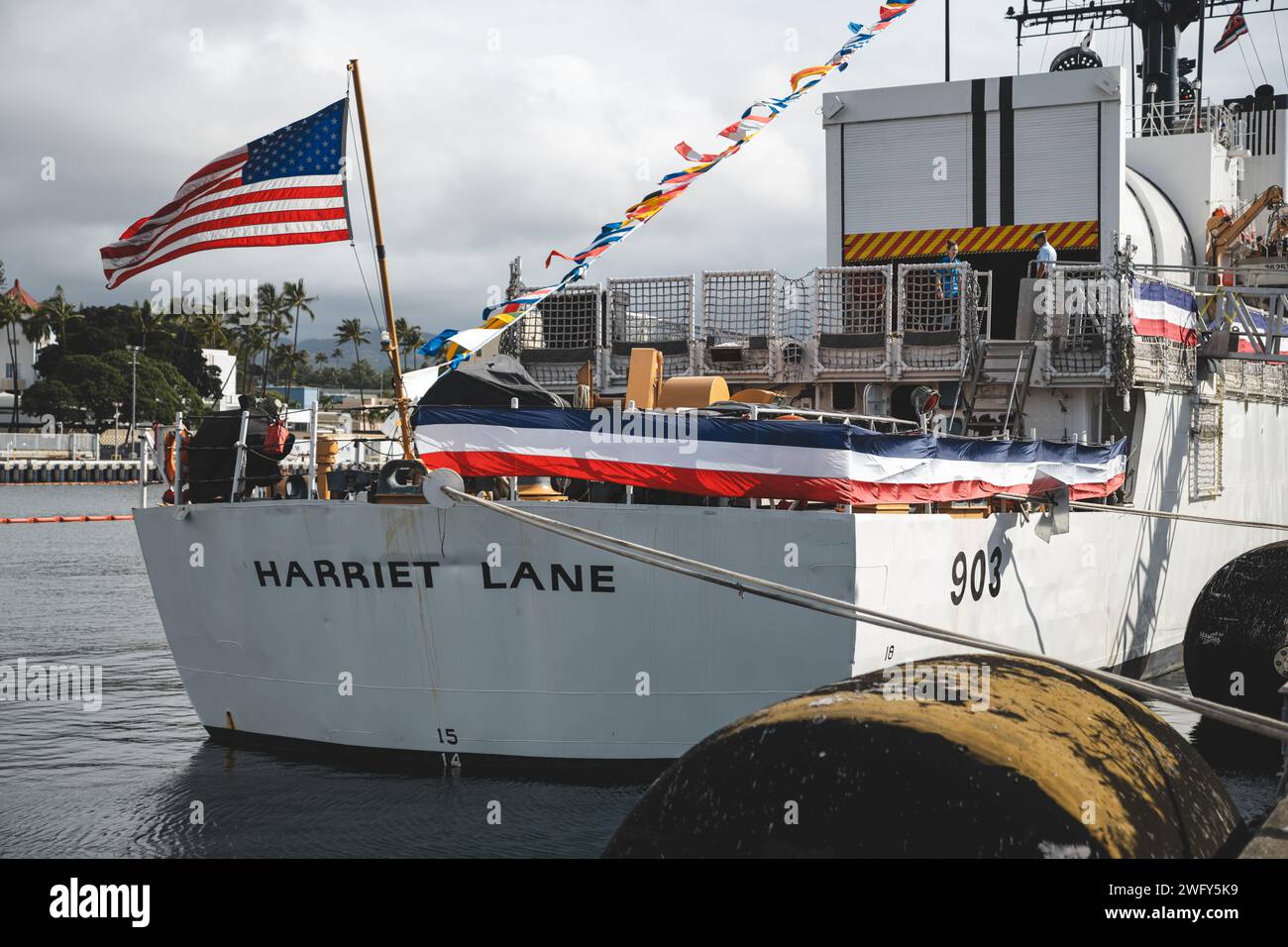 The U.S. Coast Guard Cutter Harriet Lane (WMEC 903) is moored at Joint ...