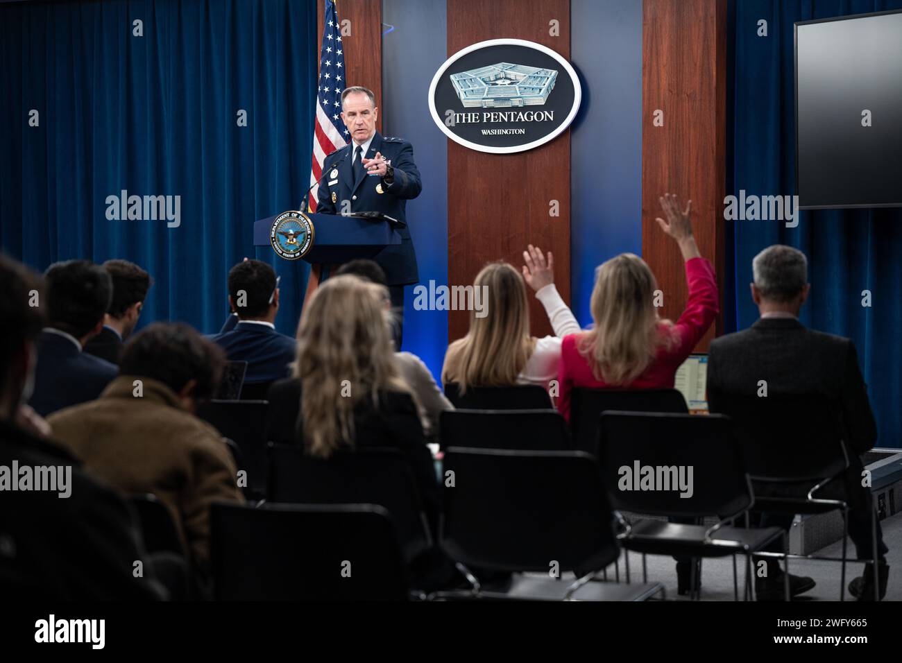 Pentagon Press Secretary U.S. Air Force Maj. Gen. Pat Ryder conducts a ...