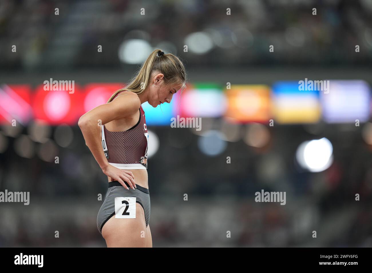 Savannah SUTHERLAND participating in the 400 meters hurdles at the ...