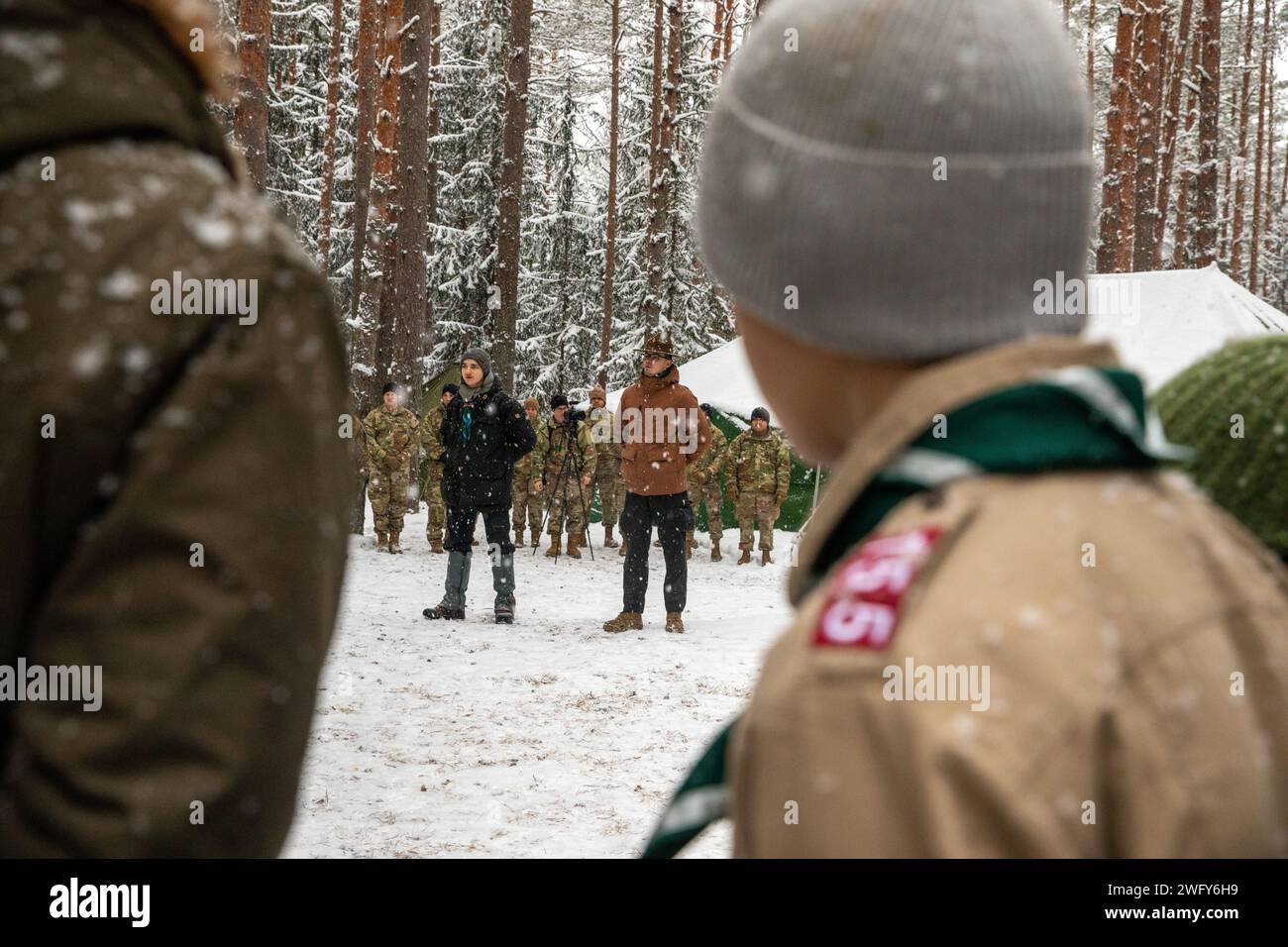 Youths attending a winter camp for the local Boy Scouts 155 Troop and ...