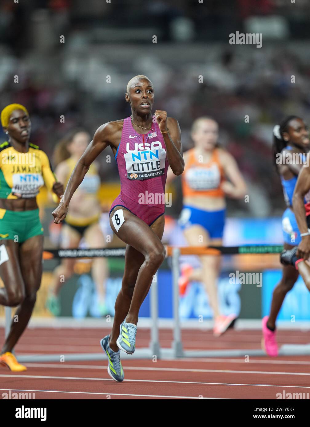 Shamier LITTLE participating in the 400 meters hurdles at the World ...