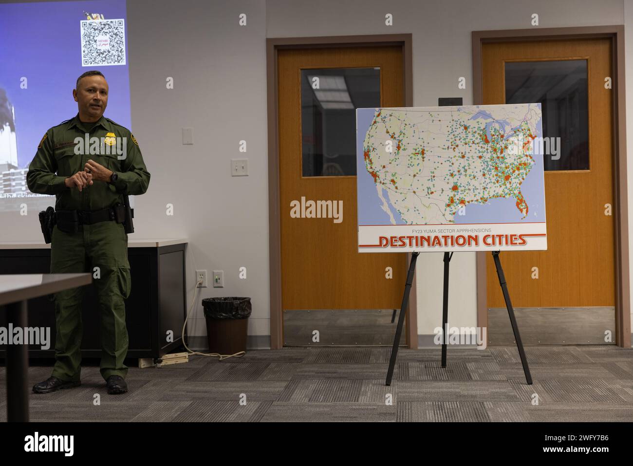 Job Figueroa, assistant chief border patrol agent, gives a brief to the ...