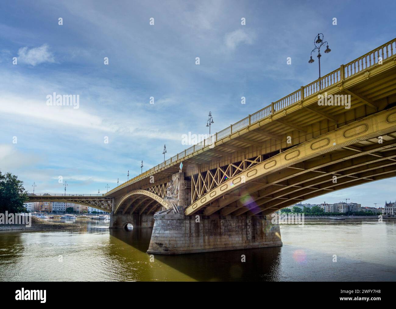 Budapest, HU – June 11, 2023 View of Margit híd or Margaret Bridge, a ...