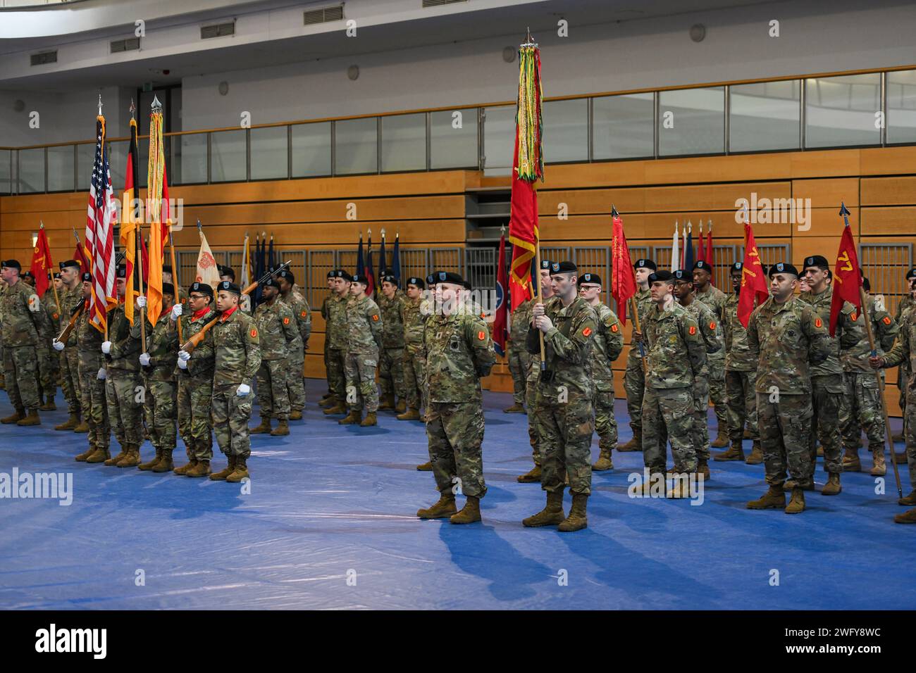 U.S. Soldiers with 41st Field Artillery Brigade (41st FAB) stand in ...