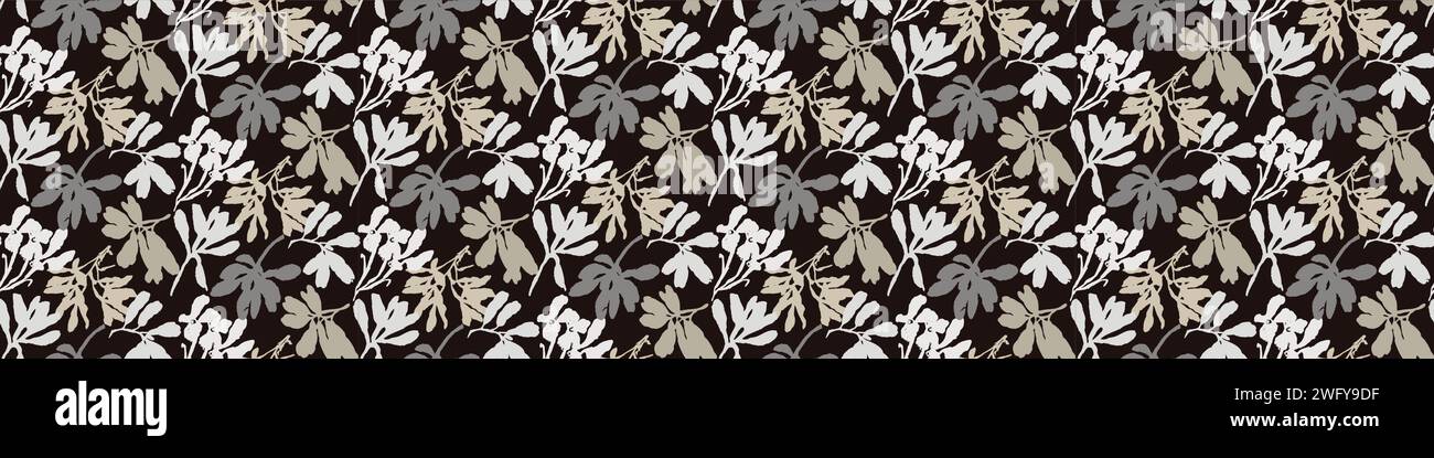 Masculine vector floral border with organic botanical shapes. Modern ...