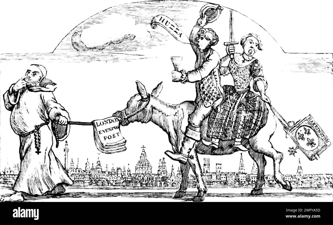 Heading of newspaper "The Jacobite's Journal", London, 1747. Monk ...