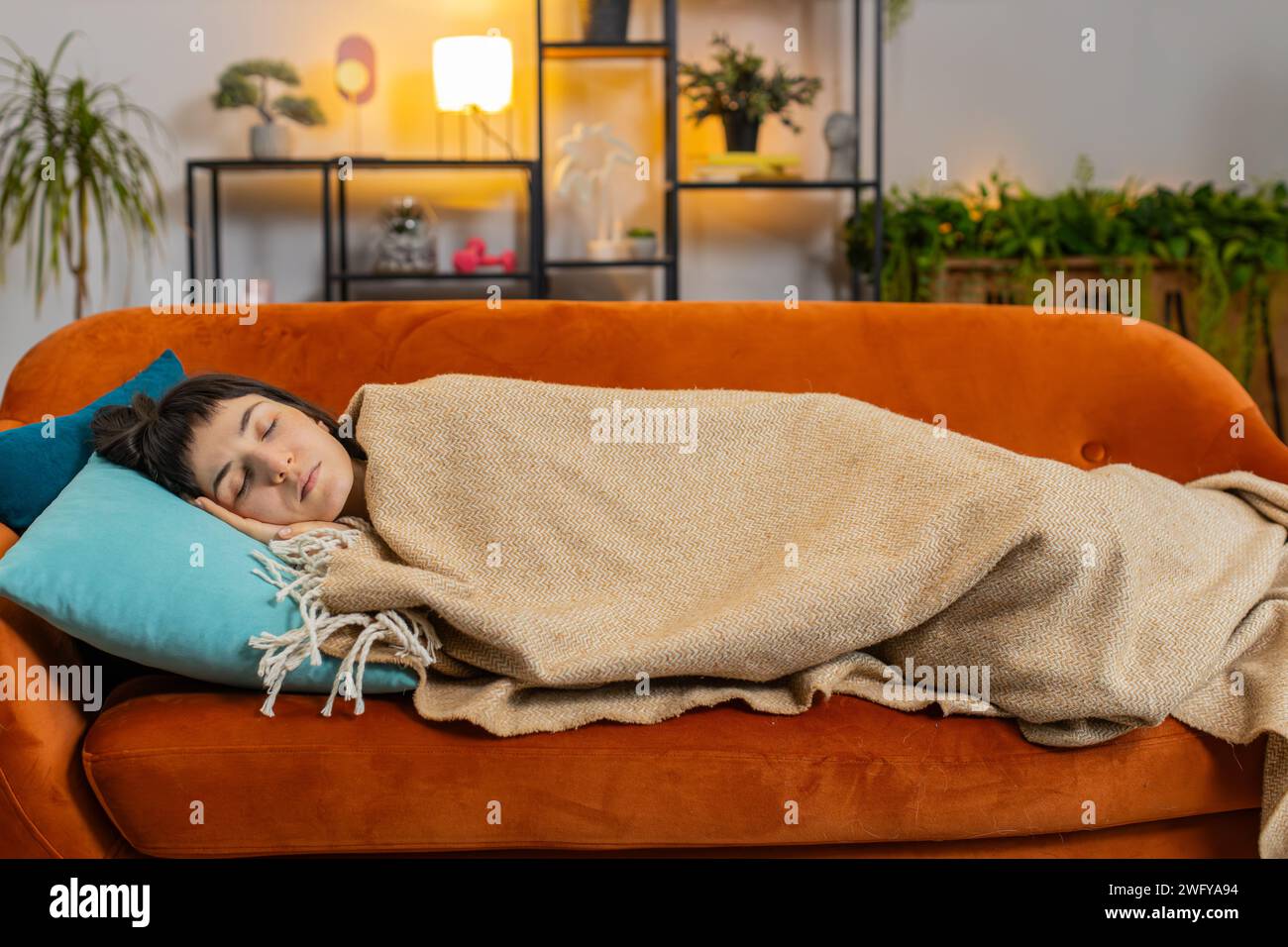 Sleeping peaceful girl lady bed hi-res stock photography and images - Alamy
