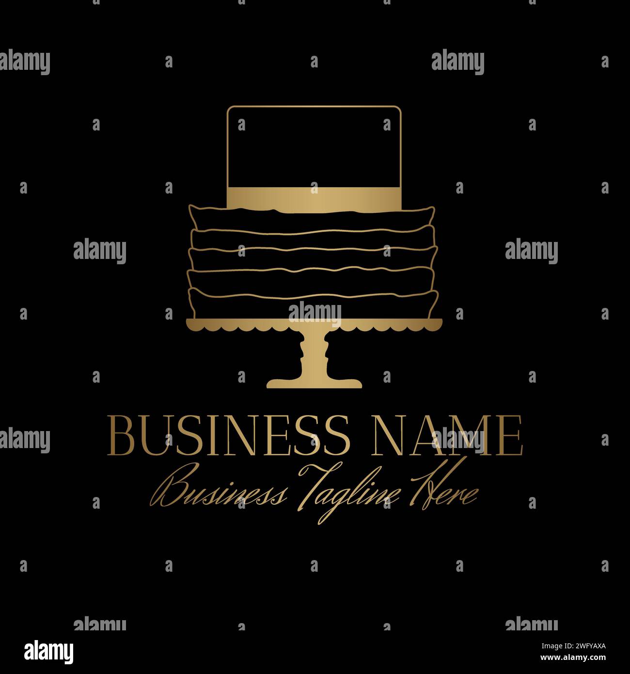 Black and Gold Cake Outline Logo for Bakery or Confectioner Stock ...