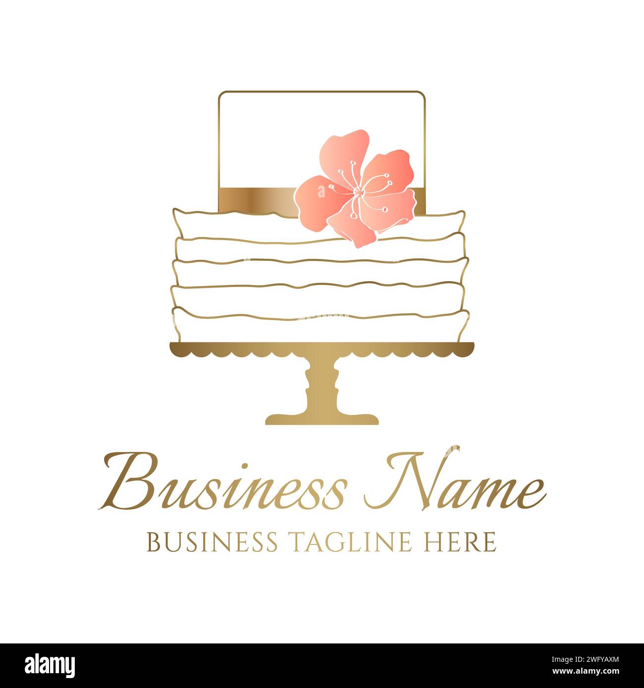 Golden Cake Outline Logo for Bakery in Minimal Clean Style Stock Vector ...