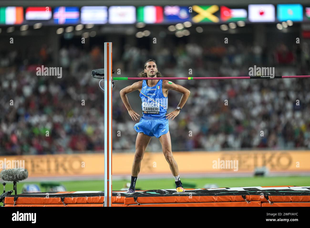 Gianmarco TAMBERI participating in the High Jump at the World Athletics ...