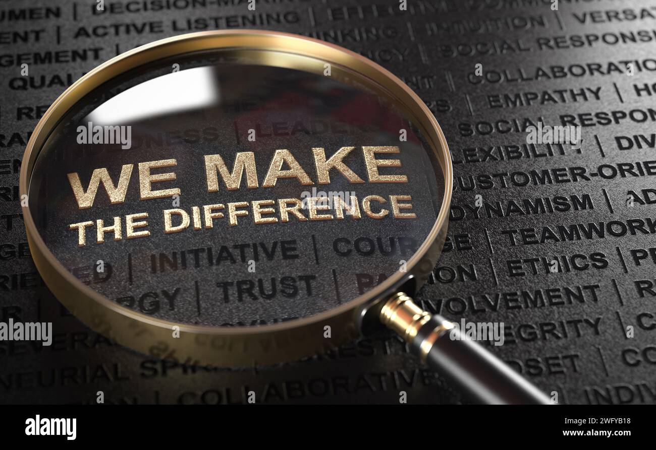 Text we make the difference written with golden letter and other words ...