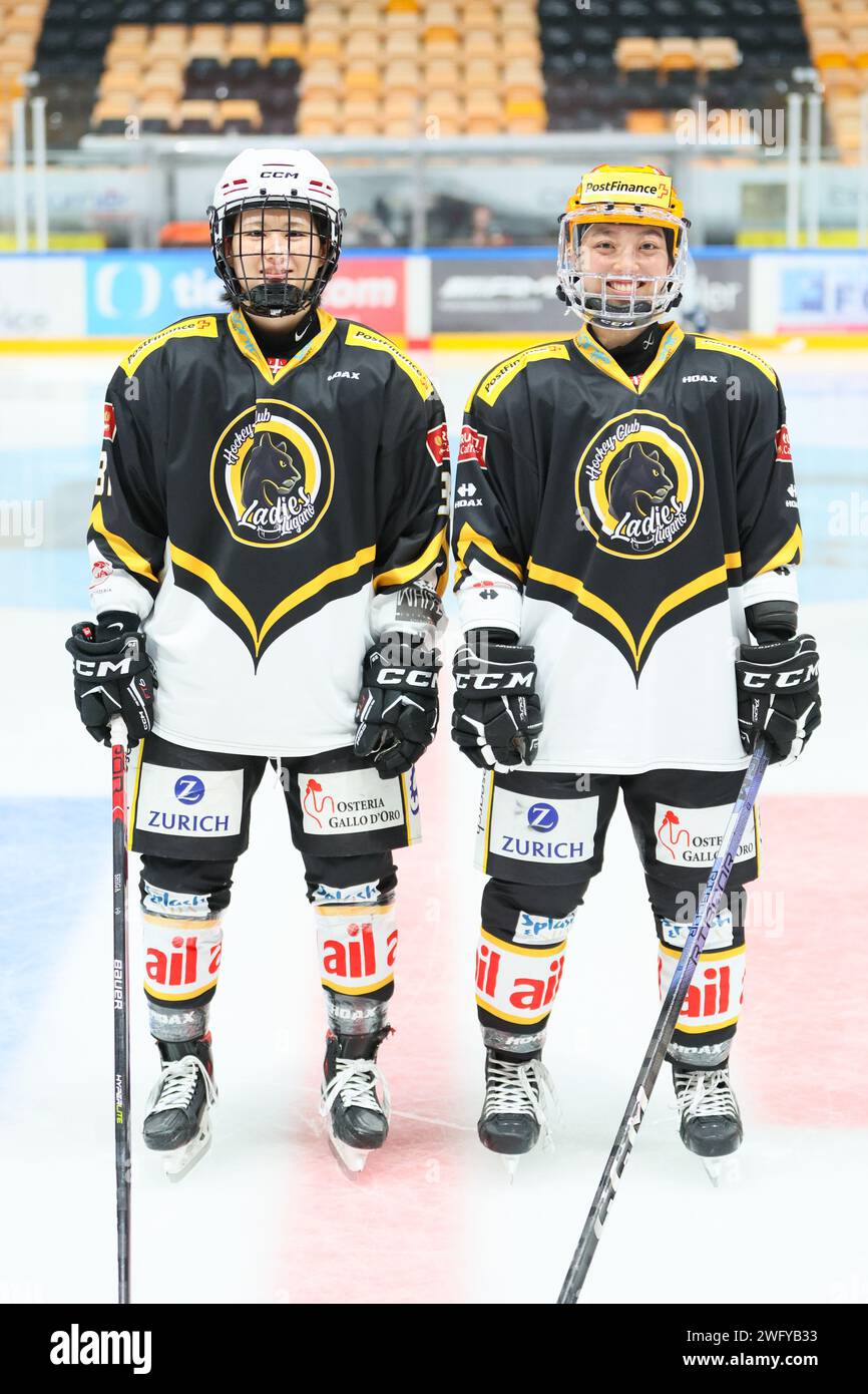 (L-R) Aoi Shiga (HC Ladies Lugano), Yoshino Enomoto (HC Ladies Lugano ...