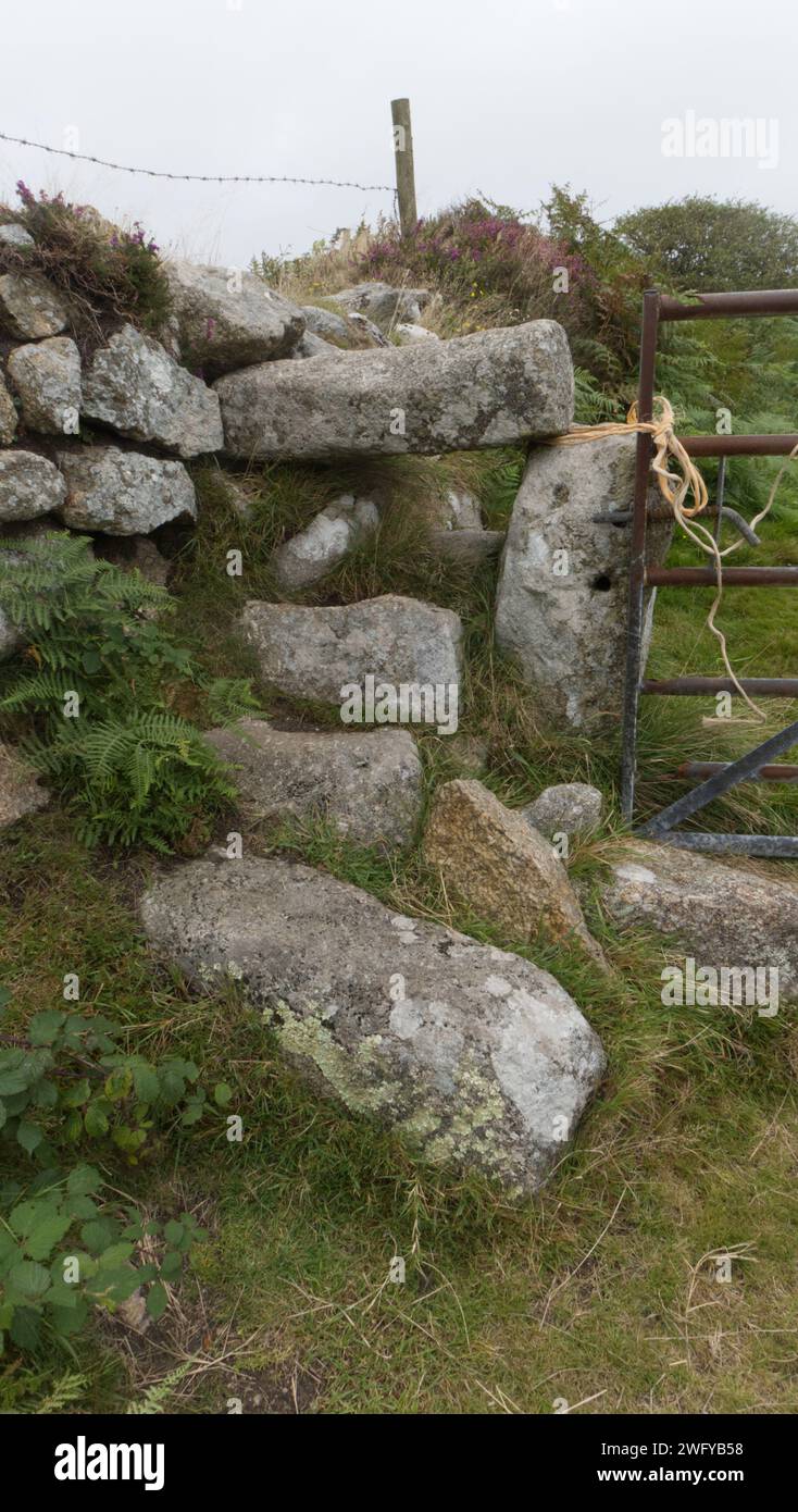 Old stone Cornish stile Stock Photo - Alamy