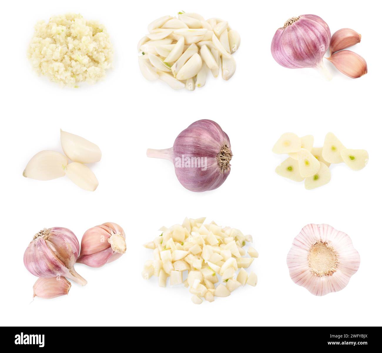 White garlic head heap top view hi-res stock photography and images - Alamy