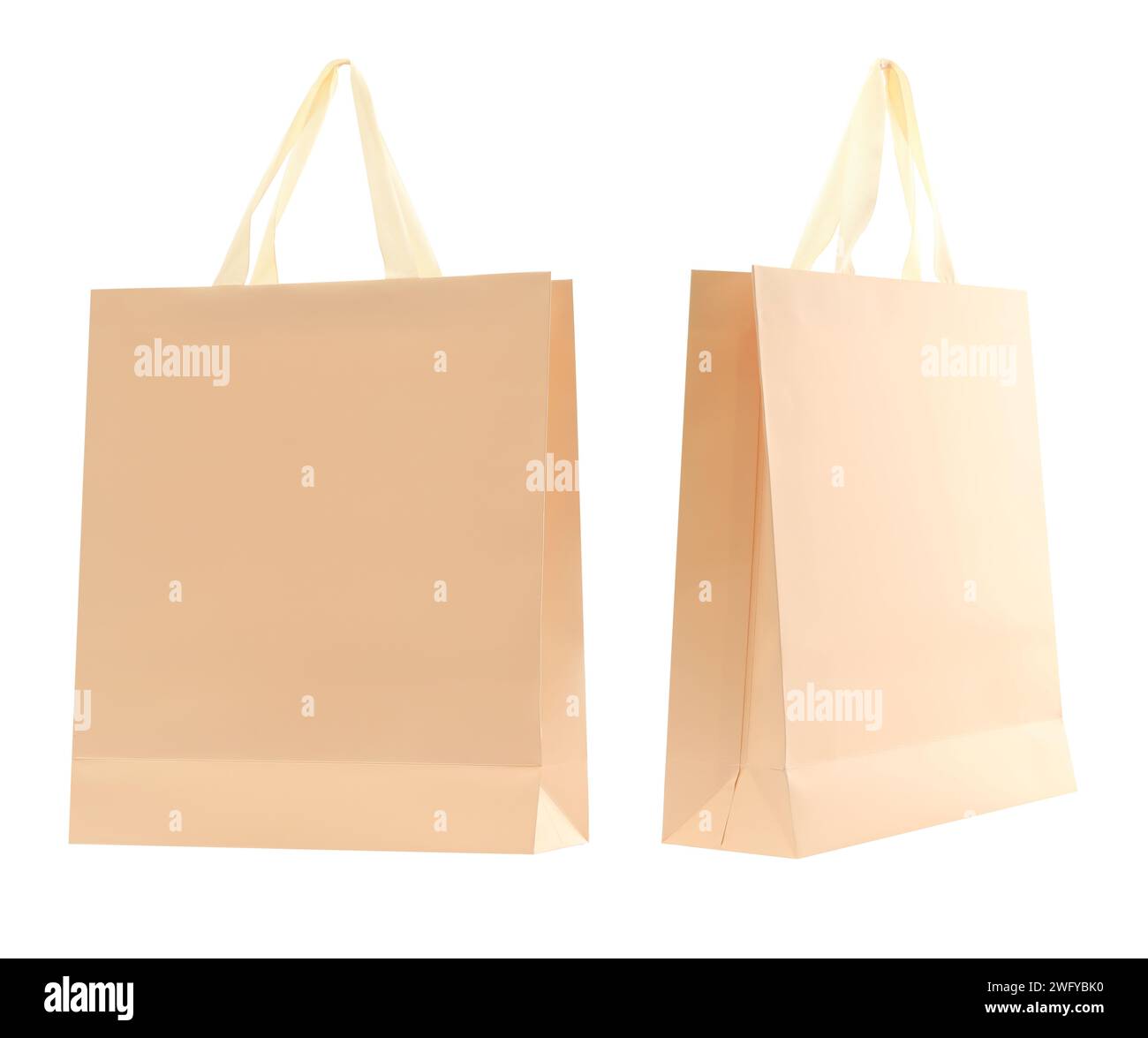 Beige shopping bag isolated on white, different sides Stock Photo - Alamy