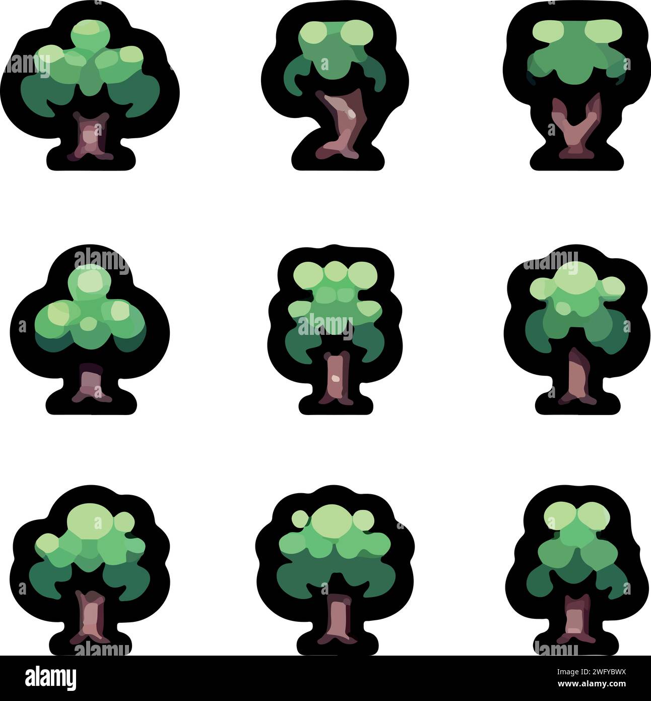 Fantastic and lovely game items trees vector set Stock Vector Image ...