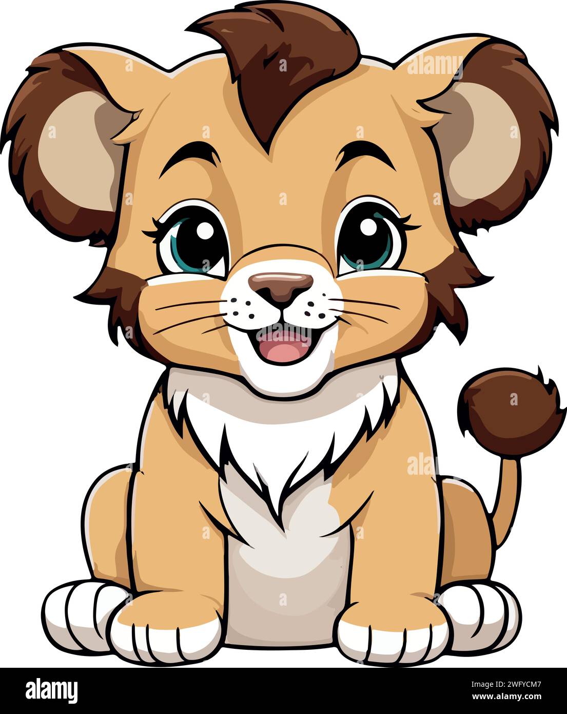 Gorgeous and lovely cute lion cub cartoon vector Stock Vector Image ...