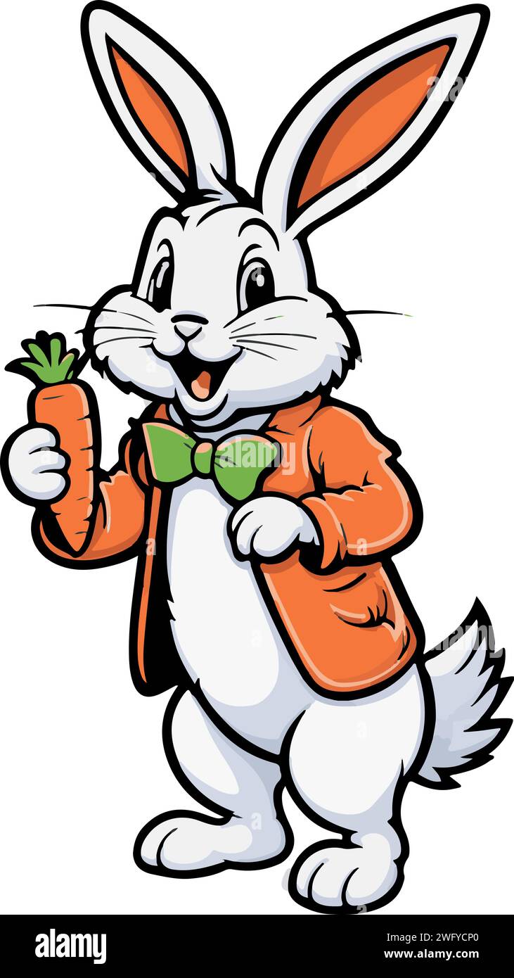 Beautiful and lovely bunny and carrot cartoon vector Stock Vector Image ...