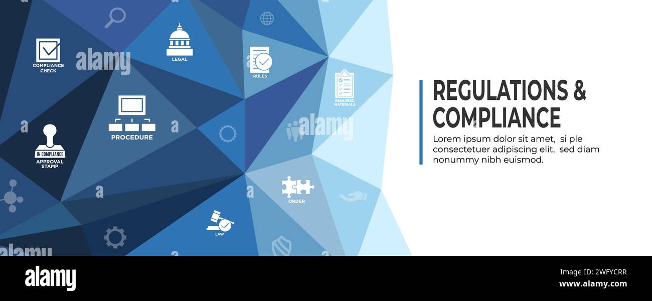 Regulations and Compliance Web Header Banner - Icon Set - Governmental ...