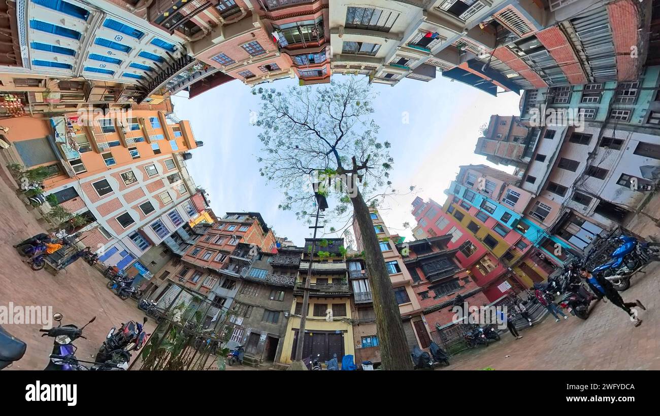 local walk through the street in non-tourist area in view of 360 ...