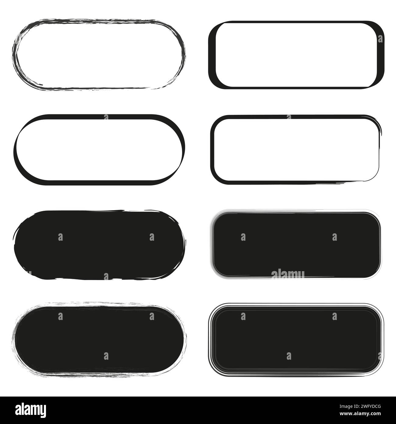 Set hand drawn rectangle. Text box and frames. Vector illustration. EPS ...