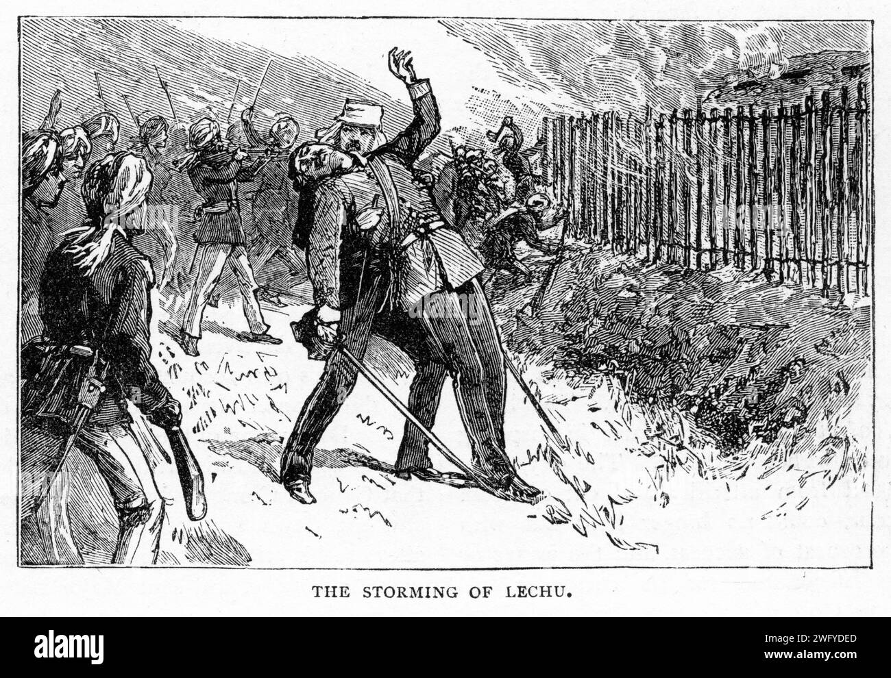 Engraving of General George Gordon at the Storming of Lechu, published ...