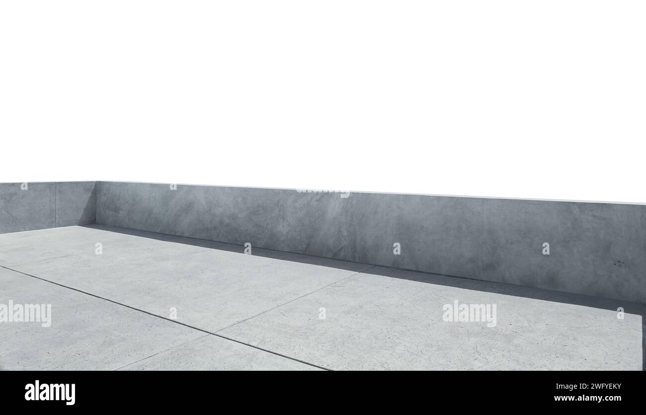 Empty cement balcony isolated on white background with clipping path ...