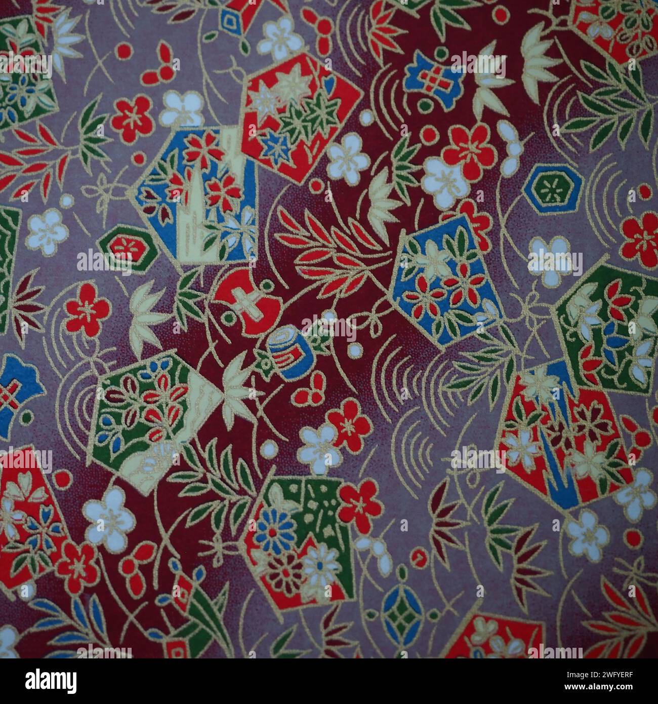 Traditional Japanese patterns -floral, festive themes Stock Photo - Alamy