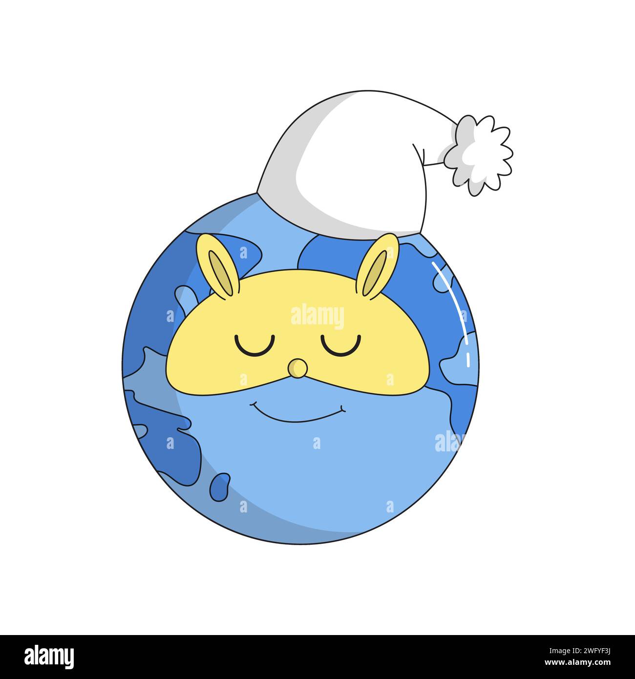 World Sleep Day. Earth hour. Sleeping character planet Earth in sleep ...